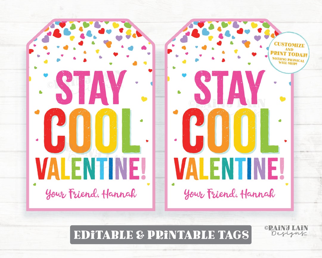 Stay Cool Valentine Tag, Popsicle, Sunglasses, Sun Treat Valentine's ...
