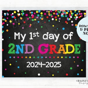 First Day of 2nd Grade Sign Second Grade Back to School Chalkboard ...