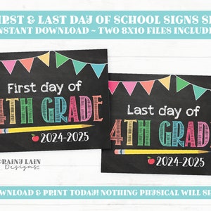 First and Last Day of 4th Grade Sign Set 1st Day and Last Day of Fourth ...