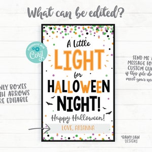 A Little Light for Halloween Night Glow Stick Tag, Glow Stick Party ...