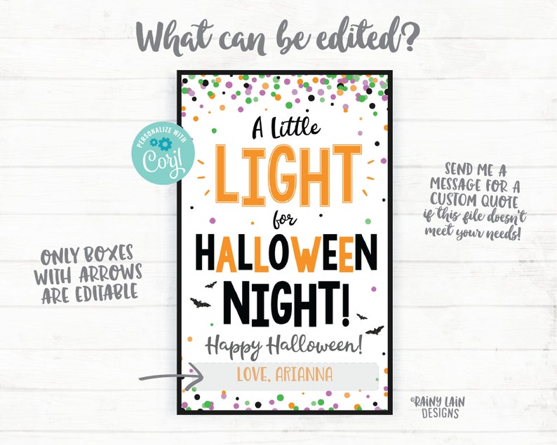 A Little Light for Halloween Night Glow Stick Tag, Glow Stick Party ...