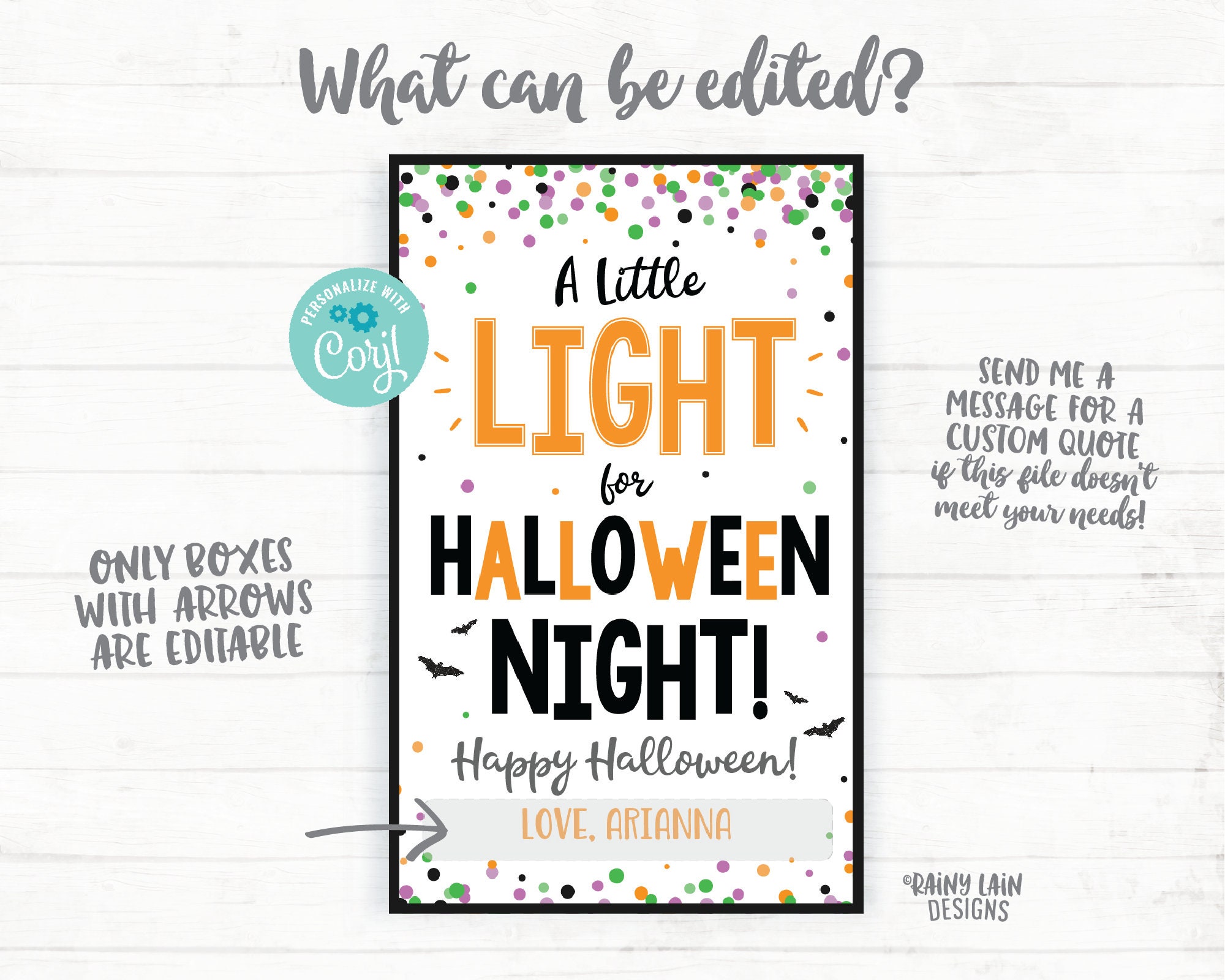 A Little Light for Halloween Night Glow Stick Tag, Glow Stick Party ...