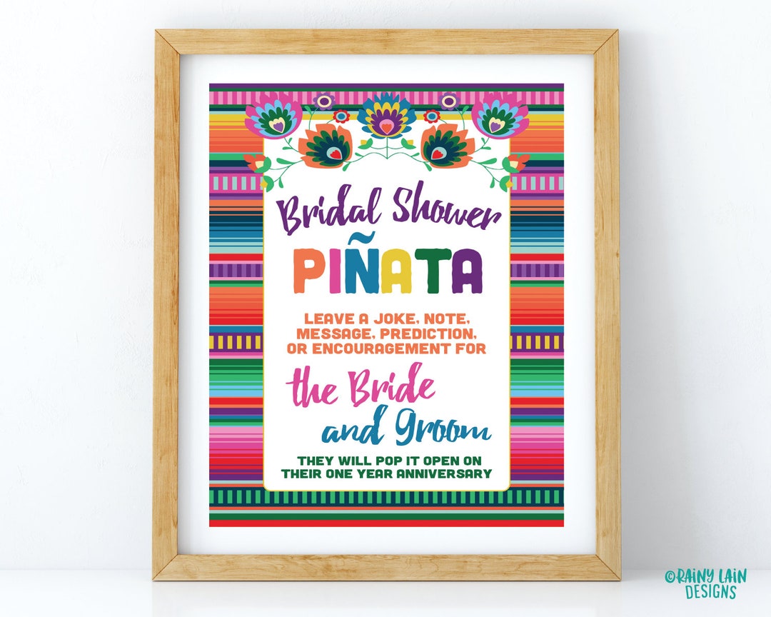 Bridal Shower Piñata Sign, Wedding Piñata Sign, Wedding Sign, Fiesta ...