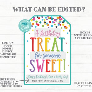 Birthday Treat for Someone Sweet Tag Happy Birthday Gift Employee ...