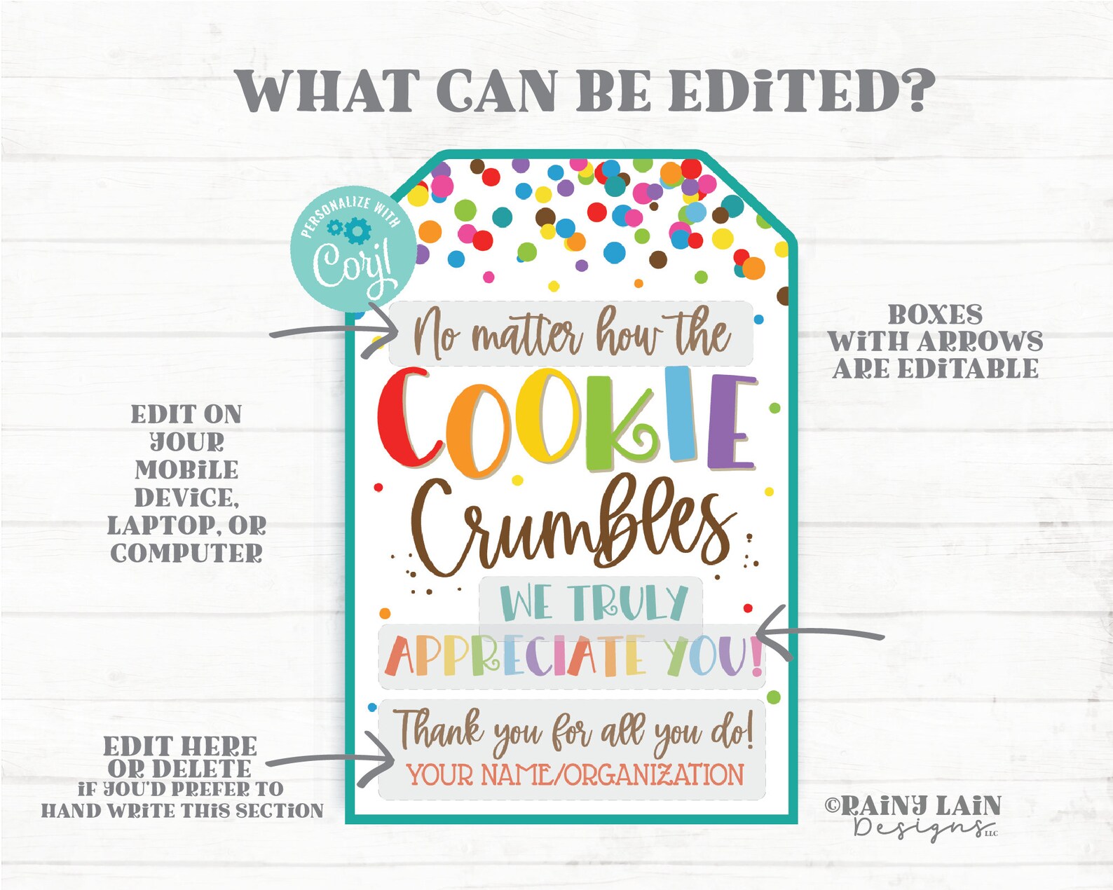 No Matter How the Cookie Crumbles Tag We Appreciate You Gift Employee ...