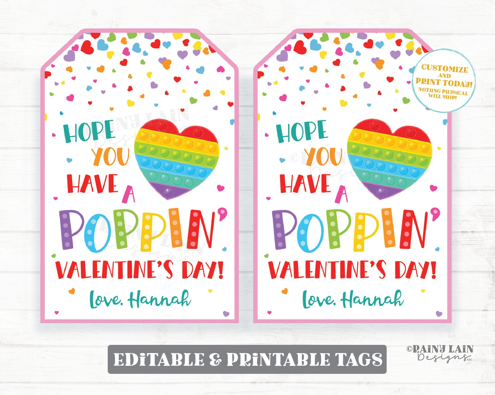 Hope You Have a Poppin' Valentine's Day Tag Pop Fidget - Etsy