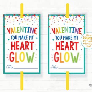 You Make My Heart Glow Valentine Glow Stick Valentine Preschool ...