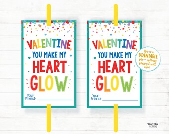 EDITABLE Valentine's Day Glow Stick Tags INSTANT - Etsy