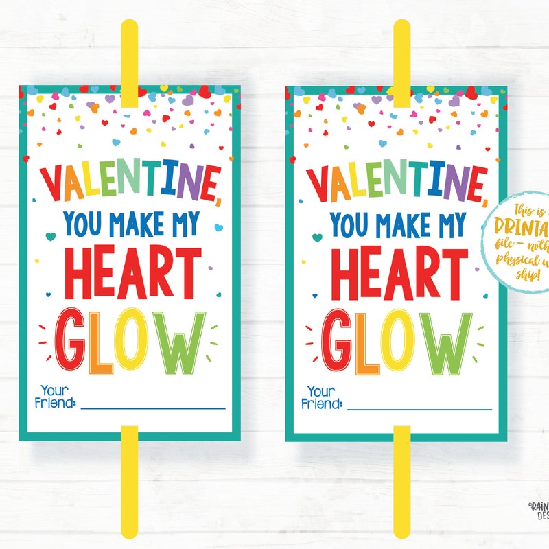 Glow Stick Valentine Printable - Etsy