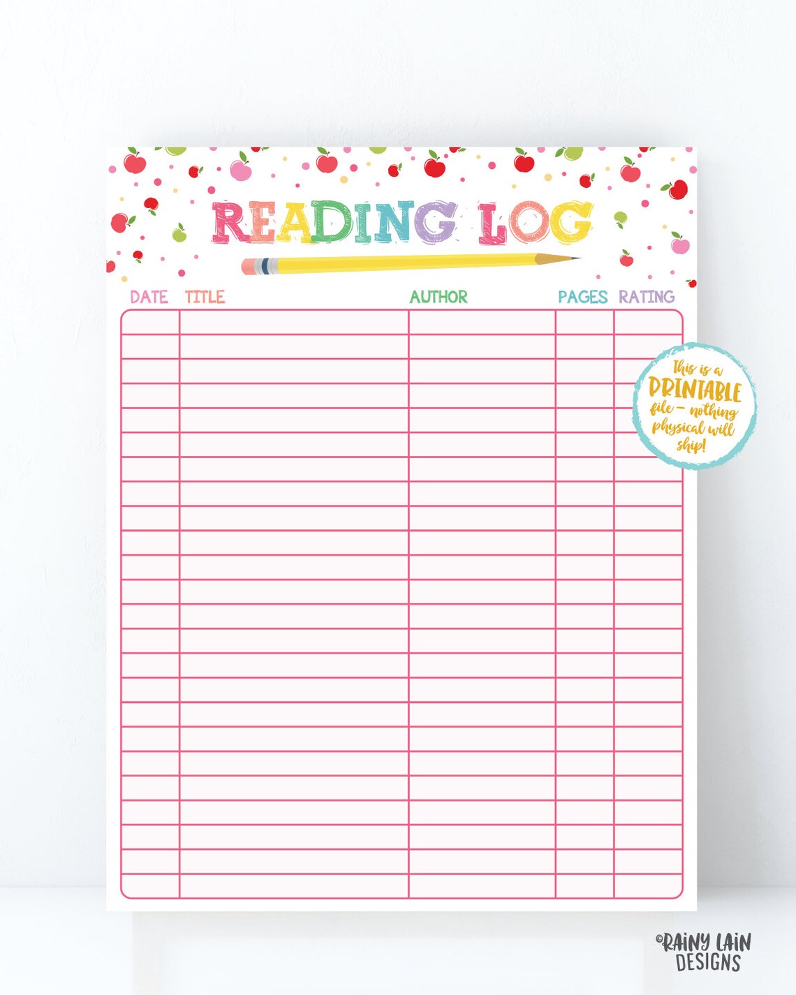Reading Log Printable Reading Log for Kids Summer reading | Etsy