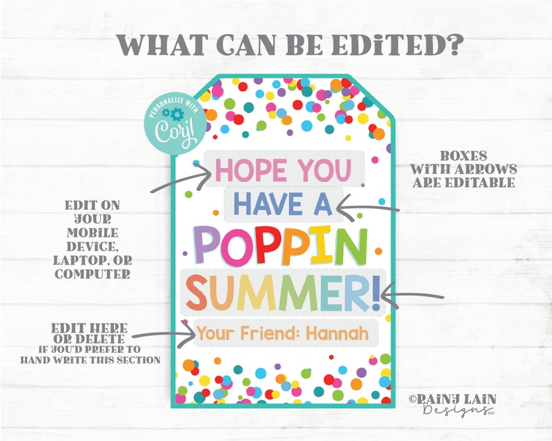 Hope You Have a Poppin Summer Tags End of School Year Gift - Etsy