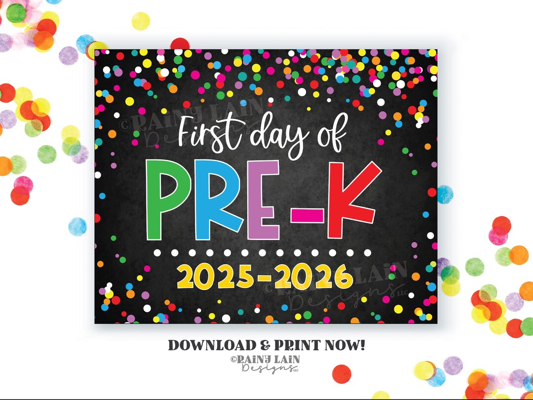 1st Day of Pre-k Sign First Day of Prek First Day of School Back to ...