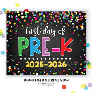 1st Day of Pre-k Sign First Day of Prek First Day of School Back to ...