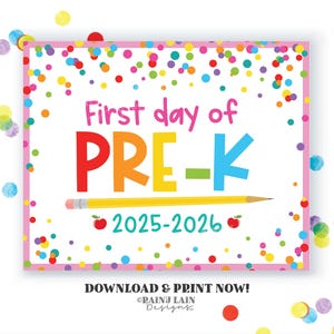 First Day of School Sign 1st Day of Pre-k Prek Back to School Picture ...