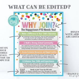Editable Why Join the PTA or PTO Flyer Template, Printable School PTA ...