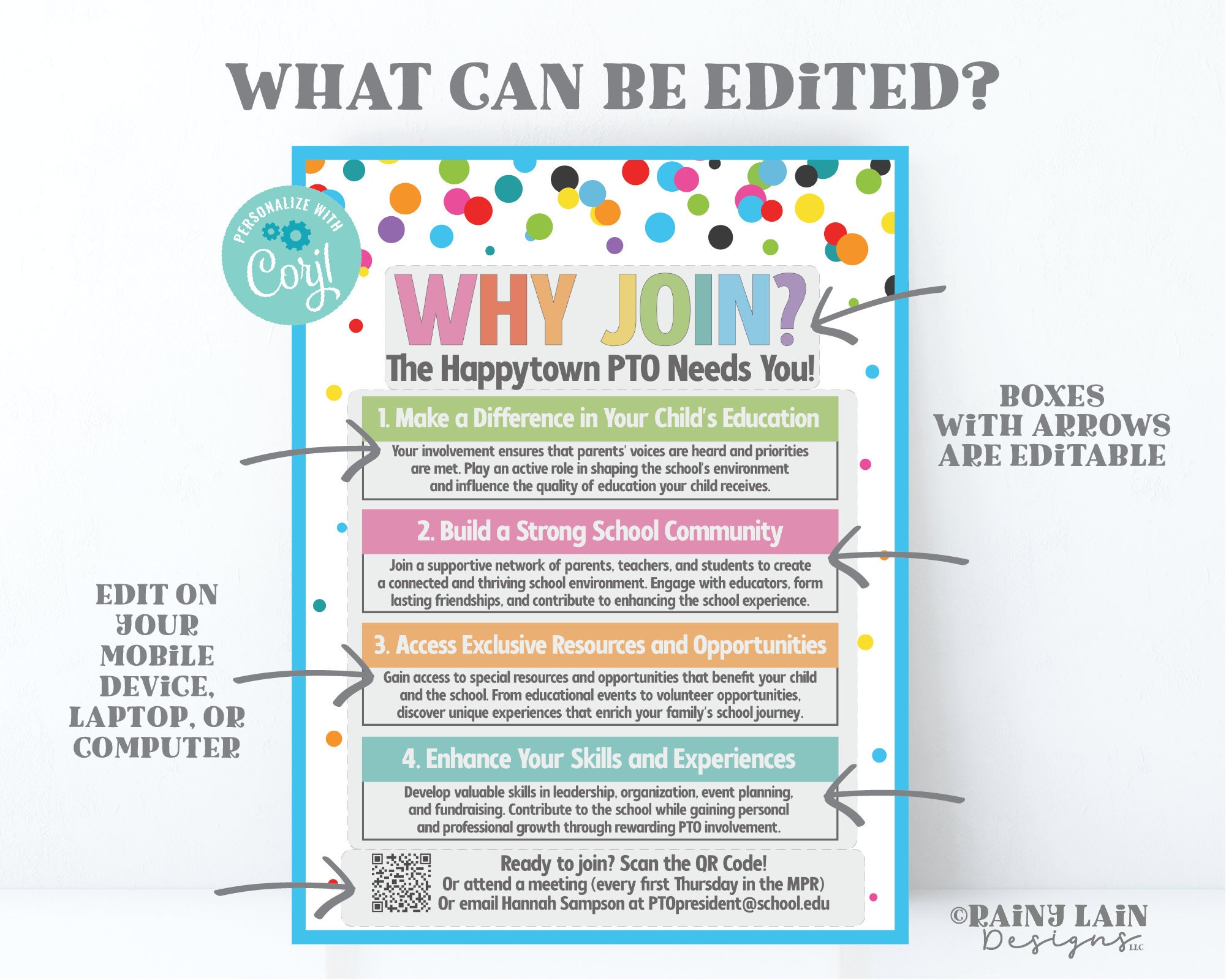 Editable Why Join the PTA or PTO Flyer Template, Printable School PTA ...