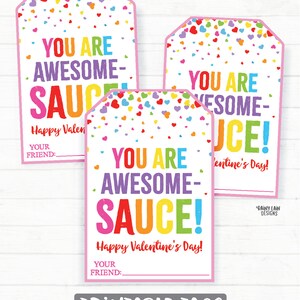 Awesome Sauce Valentine, Applesauce Valentine Tags, Apple Sauce ...
