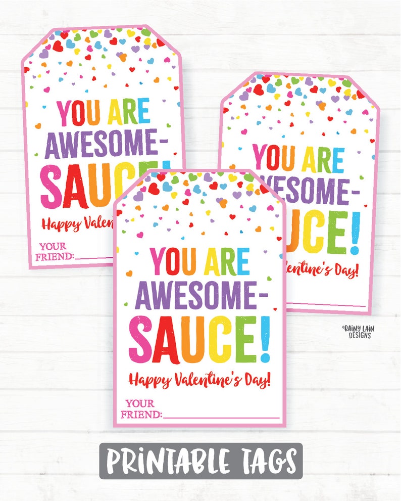 Awesome Sauce Valentine Applesauce Valentine Tags Apple - Etsy