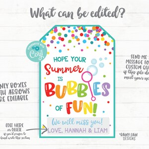 Hope your Summer is Bubbles of Fun Tags End of School Year | Etsy