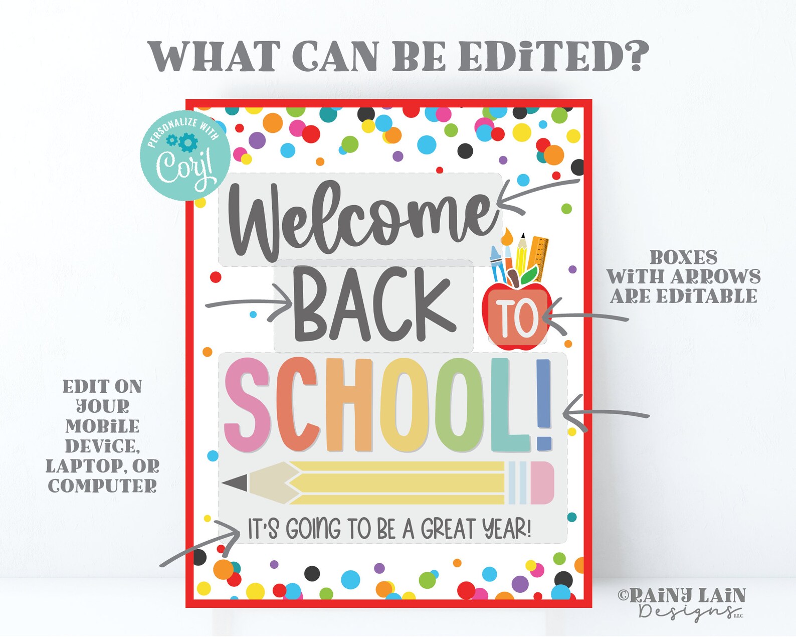 Welcome Back to School Sign, Printable First Day of School, Editable ...