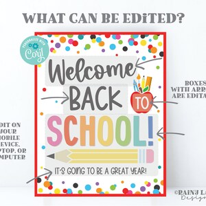 Welcome Back to School Sign, Printable First Day of School, Editable ...