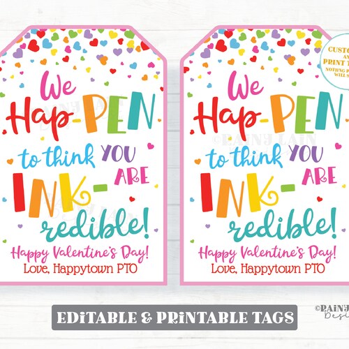 Hap-pen Inkredible Valentine Ink Pen Gift Tag Printable - Etsy