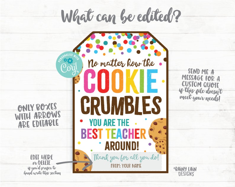 Teacher Appreciation Tag No Matter How the Cookie Crumbles You - Etsy