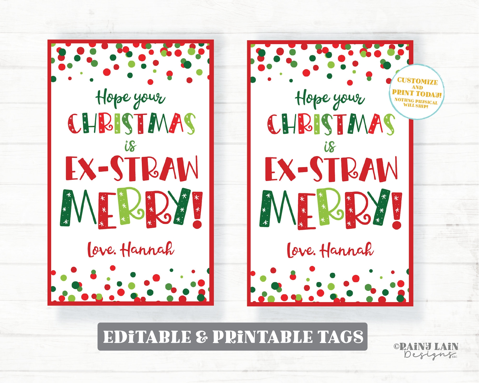 Hope Your Christmas is Ex-straw Merry Straw Tag Holiday Straw - Etsy