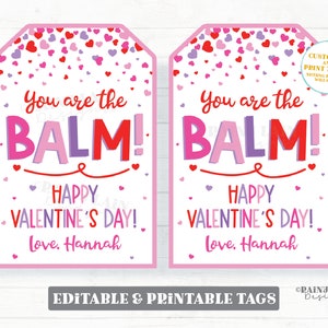 You're the Balm Valentine Tag, Lip Balm Valentine, Chapstick Valentine ...