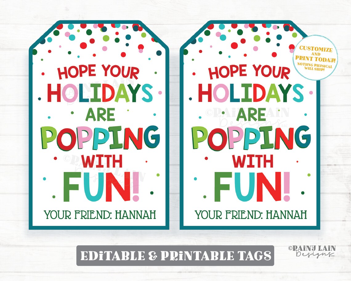 Holiday Pop Gift Tag Holidays Are Popping With Fun Tag - Etsy