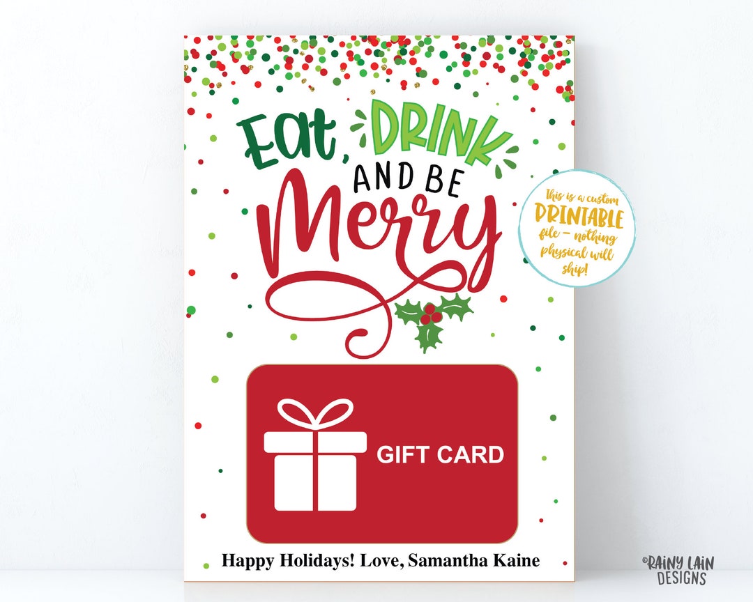 Holiday Gift Card Holder, Christmas Gift Card Holder, Eat Drink and Be ...
