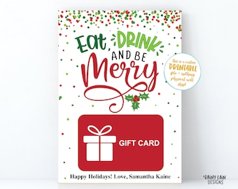 PRINTABLE Food and Drink Christmas Card -- Restaurant Holiday Card ...