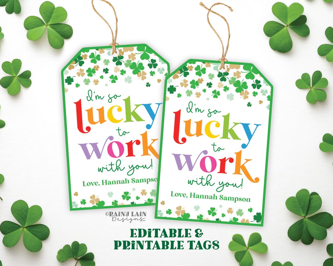 Lucky to Work With You Tag Employee Staff Appreciation Co-worker St ...