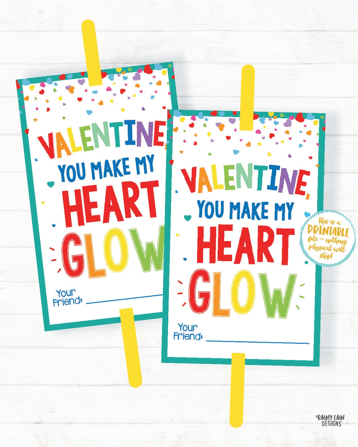 You Make My Heart Glow Valentine Glow Stick Valentine | Etsy