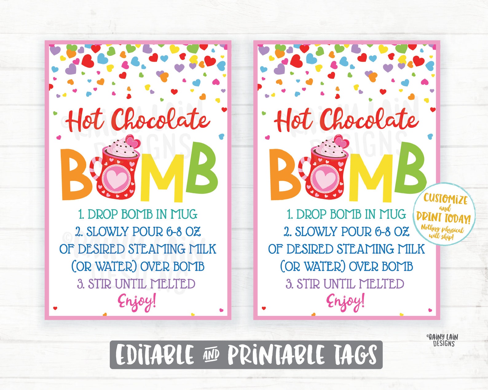 Editable Cocoa Bomb Tags Valentine Hot Chocolate Bomb Tags | Etsy