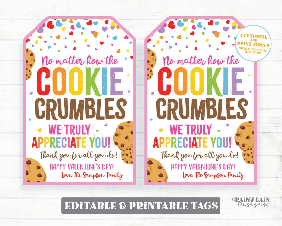 Valentine's Day Tag No Matter How the Cookie Crumbles - Etsy
