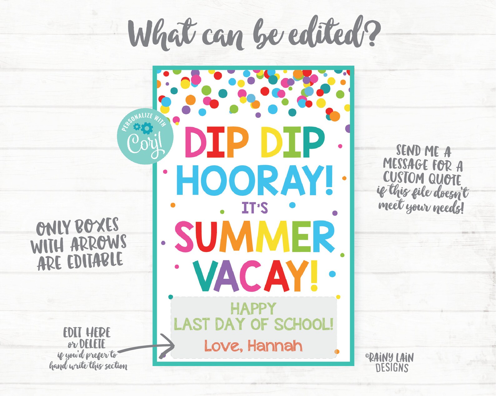 Dip Dip Hooray It's Summer Vacay End of School Year Gift - Etsy