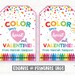 Color Your Heart Out Valentine, Coloring Book Valentine Tag, Crayon ...