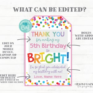 Thanks for Making My Birthday Bright Tag Sunglasses Glow Stick Finger ...