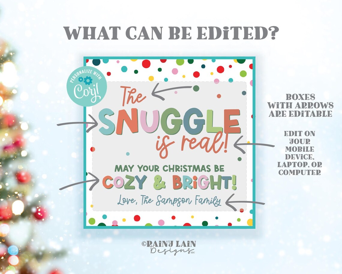 The Snuggle is Real Christmas Gift Tags, Blanket Throw Mittens, Office ...