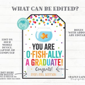 You Are O-fish-ally a Graduate Tag O Fish Ally 1st Grader 2nd 3rd 4th ...