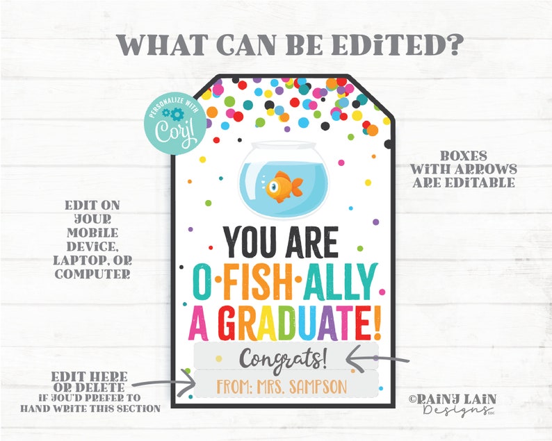 You Are O-fish-ally a Graduate Tag O Fish Ally 1st Grader 2nd 3rd 4th ...