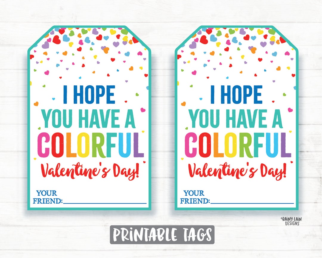 Colorful Valentine, Crayon Valentine, Coloring Valentine, Rainbow Candy ...