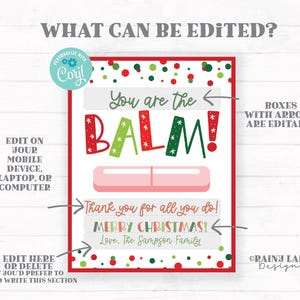 You're the Balm Card Lip Balm Chapstick Gift Tag Christmas Chappy ...