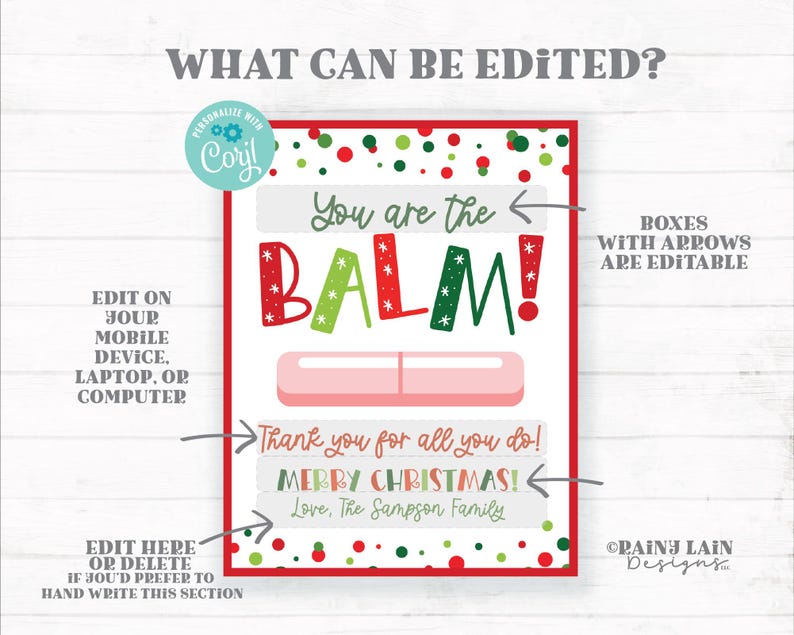 You're the Balm Card Lip Balm Chapstick Gift Tag Christmas Chappy ...