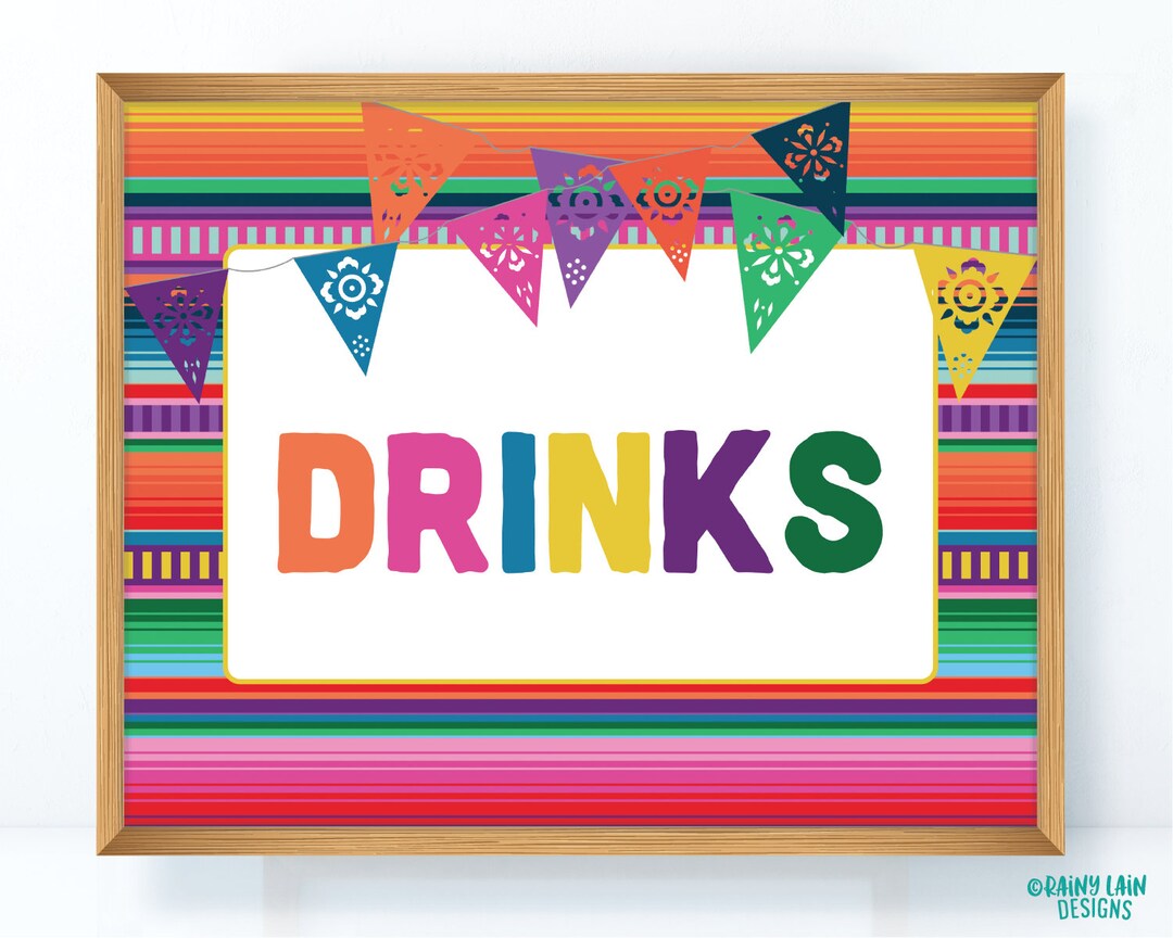 Drinks Sign, Fiesta Drinks Sign, Drinks Fiesta Sign, Fiesta Signs ...