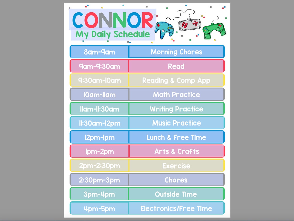Video Game Home School Schedule Printable Kids Schedule - Etsy