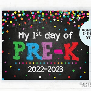 First Day of Pre-k Sign Prek Sign Back to School Chalkboard - Etsy