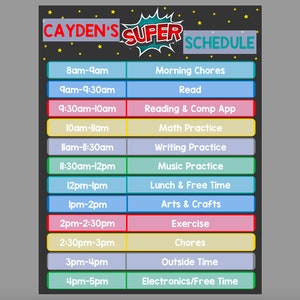 Superhero Home School Schedule Printable Kids Schedule Editable Daily ...