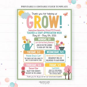 Teacher Appreciation Week Flyer Template, Grow Theme, Spring Garden ...